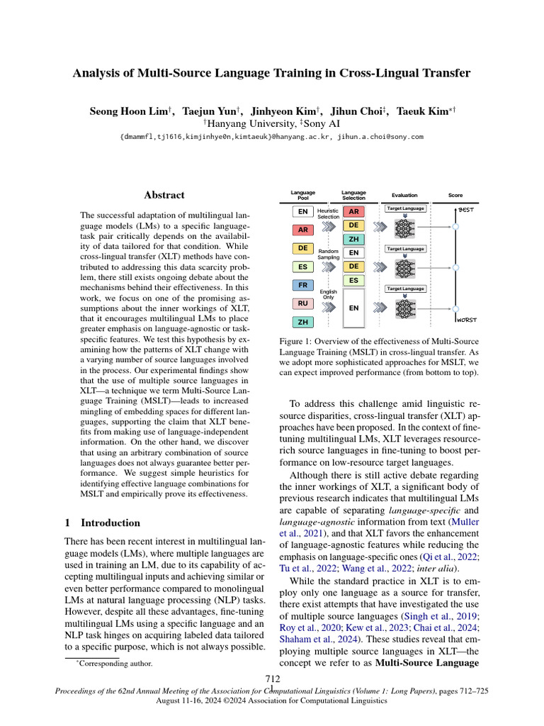 Multi-Source Language Training in XLT | PDF | Multilingualism ...