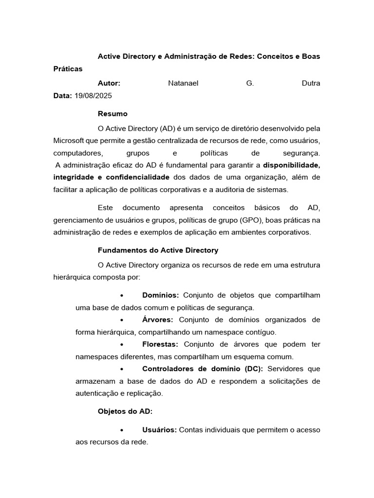 Active Directory e Administração de Redes: Conceitos e Boas Práticas ...