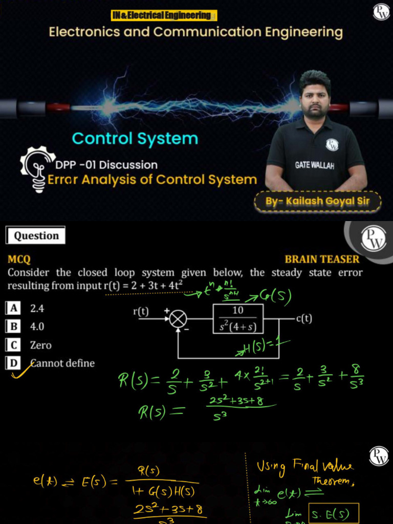 Error Analysis of Control System _ DPP-01 Discussion Notes | PDF