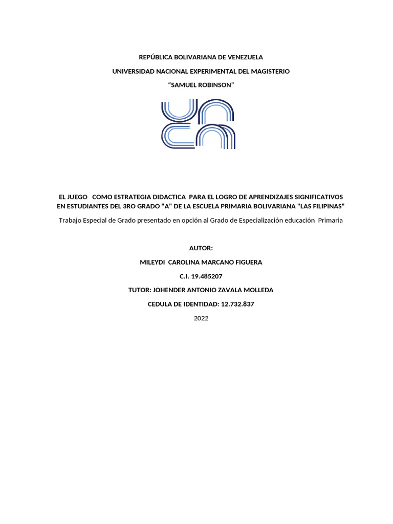Tesis Mileidy Marcano | PDF | Enseñando | Aprendizaje