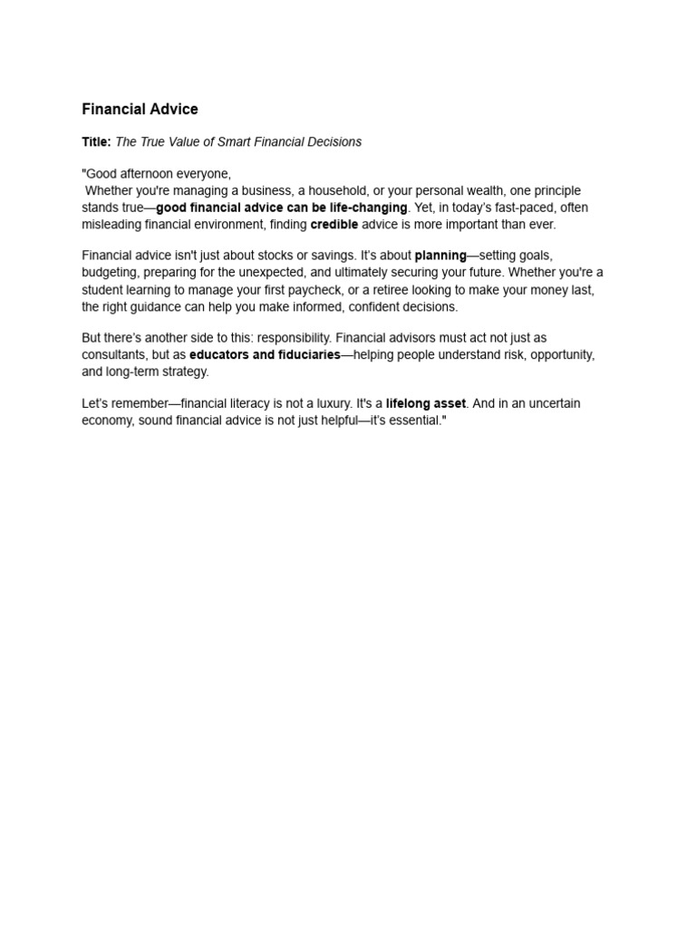 2 - Financial Advice | PDF