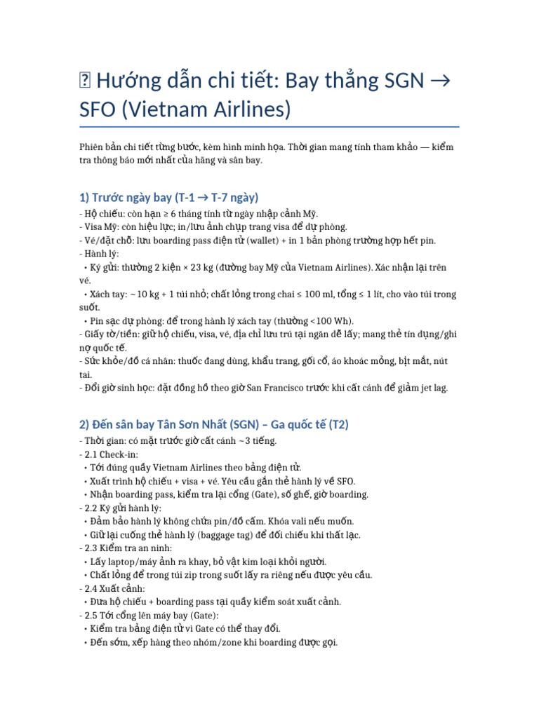 Huong Dan SGN SFO Detailed | PDF