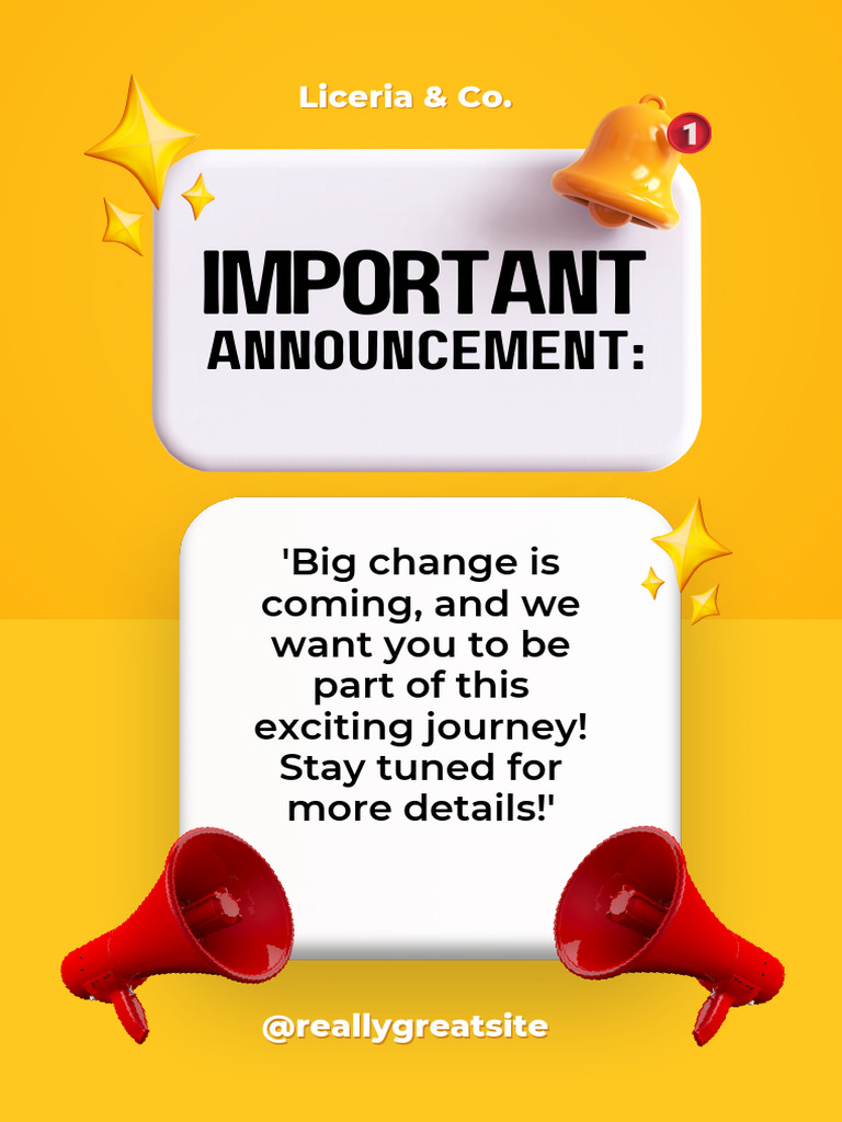Yellow and White 3d Illustrative Important Announcement Flyer | PDF