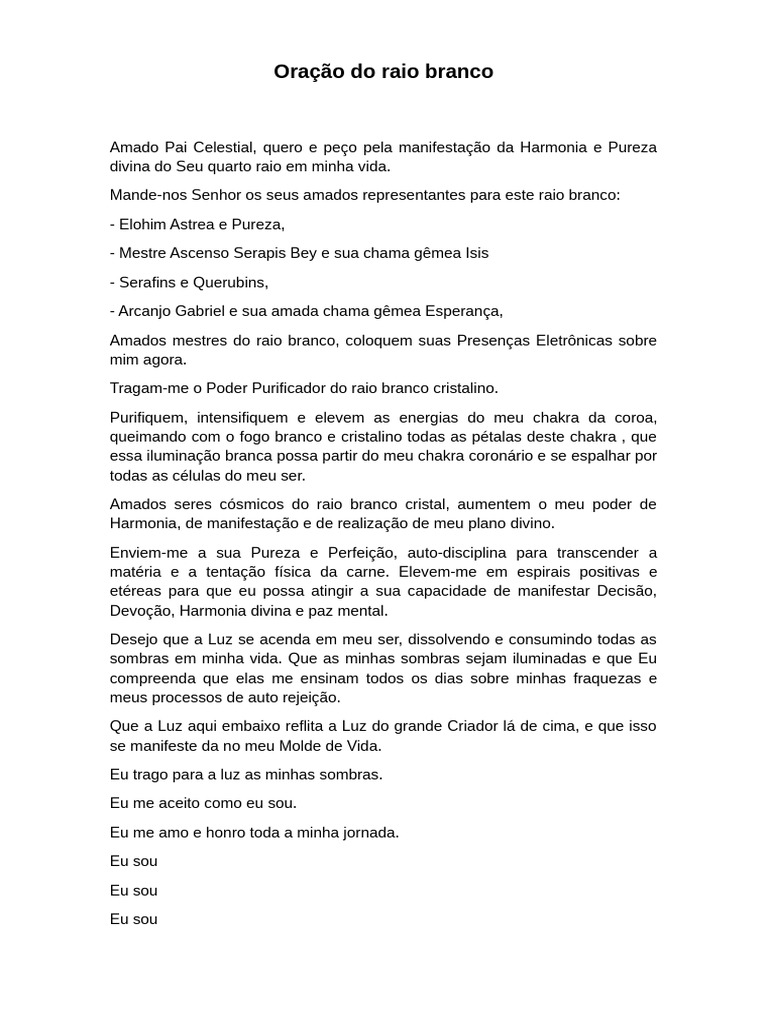 Oração do Raio Branco e Purificação | PDF