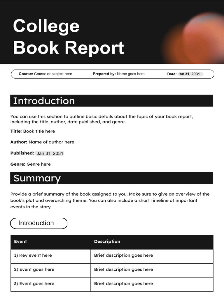 College Book Report Guide | PDF