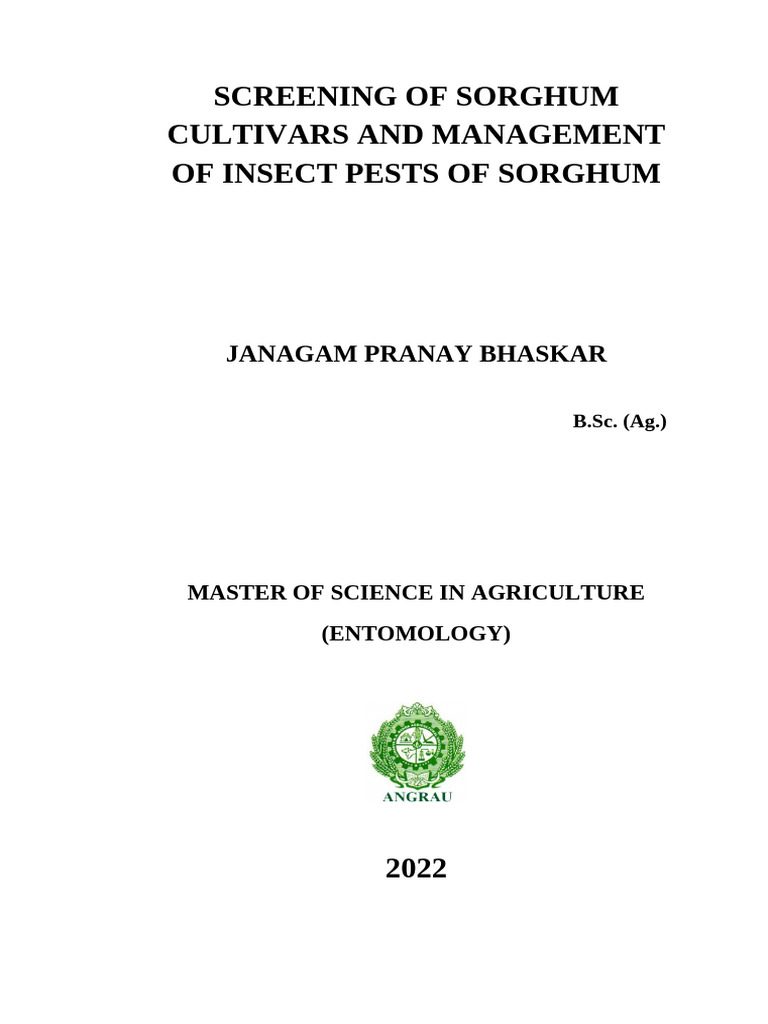 J. Pranay Bhaskar (Thesis) | PDF | Agriculture