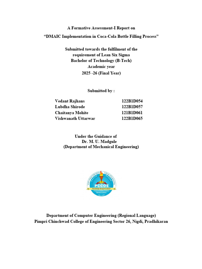 DMAIC Case Study - Coca-Cola Bottle Filling Process | PDF | Six Sigma