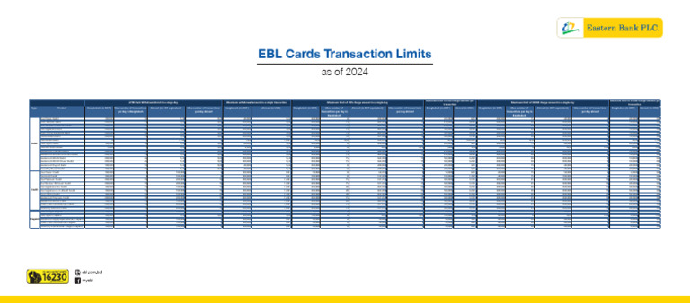 EBL Card Transaction Limits 2024 | PDF | Debit Card | Visa Inc.