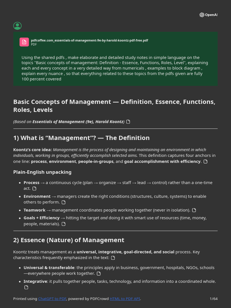 Basic Concepts of Management Explained | PDF | Performance Appraisal ...