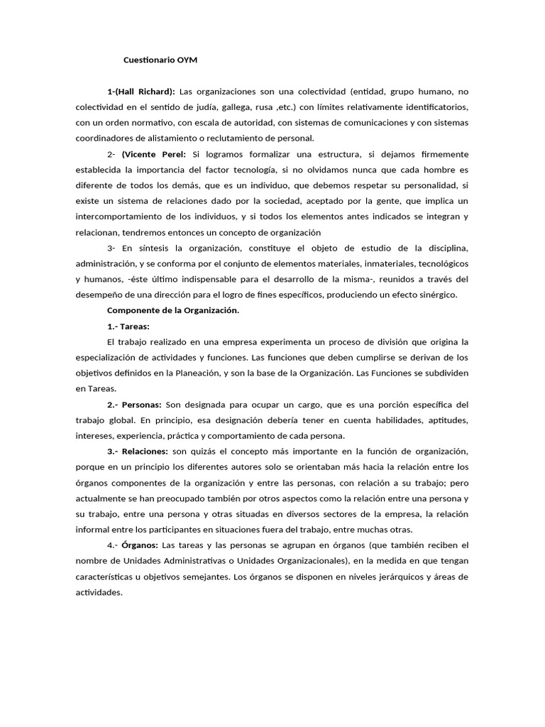 Cuestionario OYM | PDF | Business