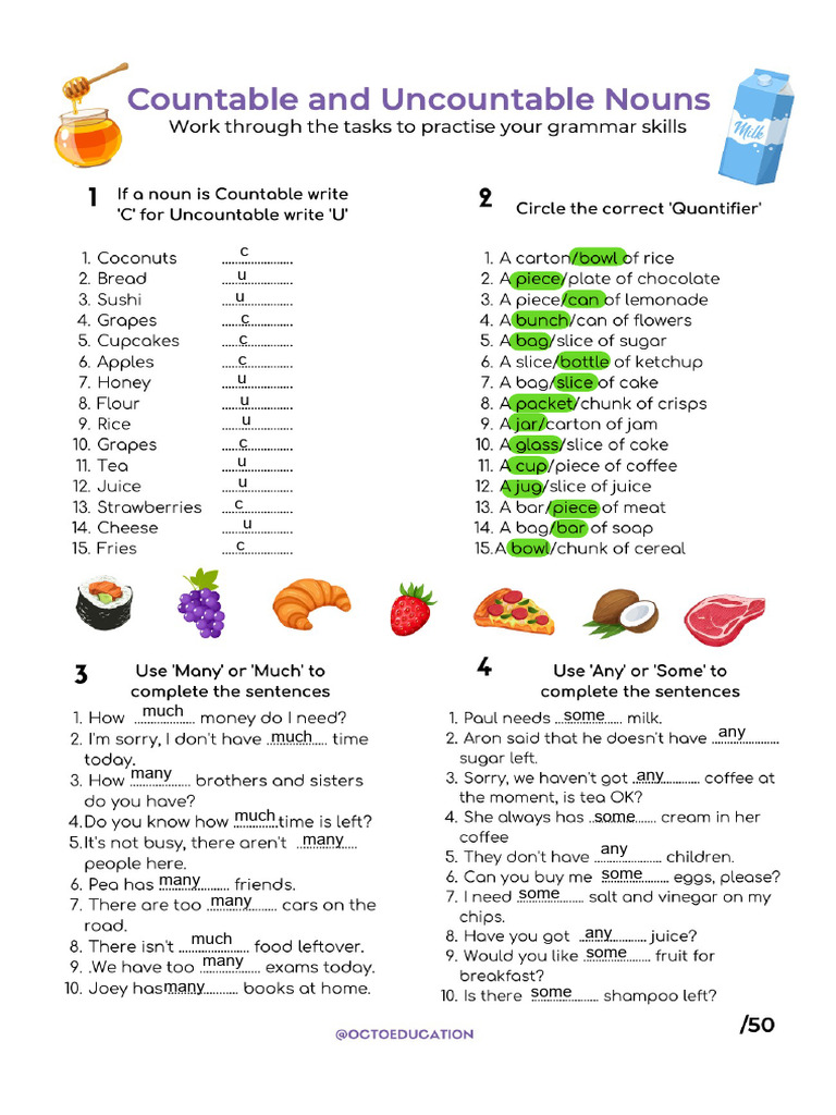 Count Uncount. Exercise | PDF