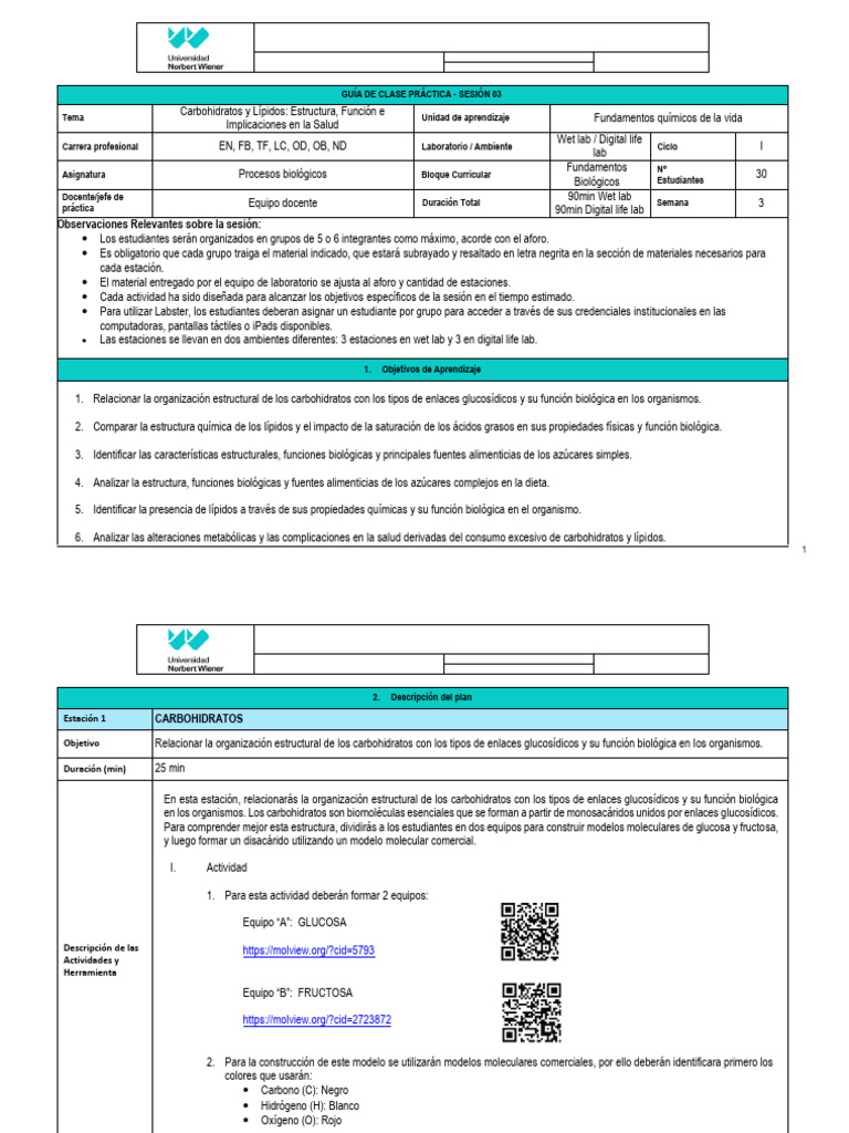 Práctica Procesos Biolog. - Semana 03 | PDF | Carbohidratos | Lípido