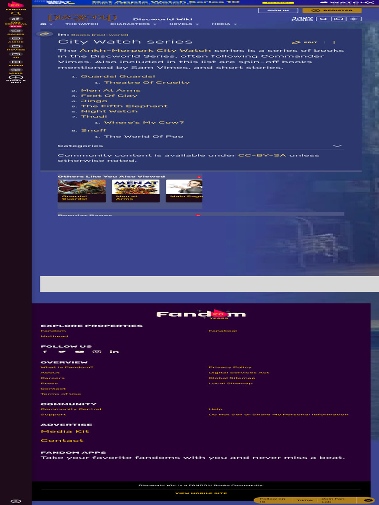 City Watch Series Discworld Wiki Fandom | PDF | Terry Pratchett | Discworld