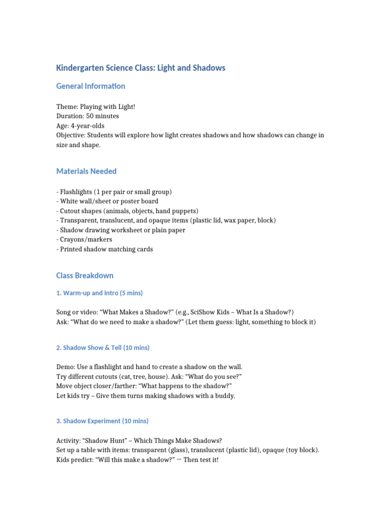 Light_and_Shadows_Lesson_Plan (1) | PDF