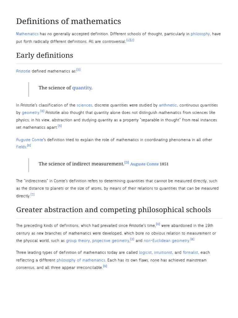 Definitions of Mathematics - Wikipedia | PDF | Methodology | Mathematics