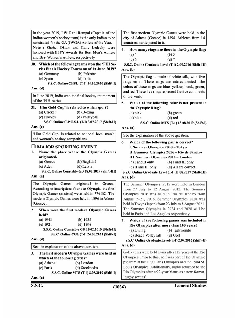 Major Sporting Events | PDF