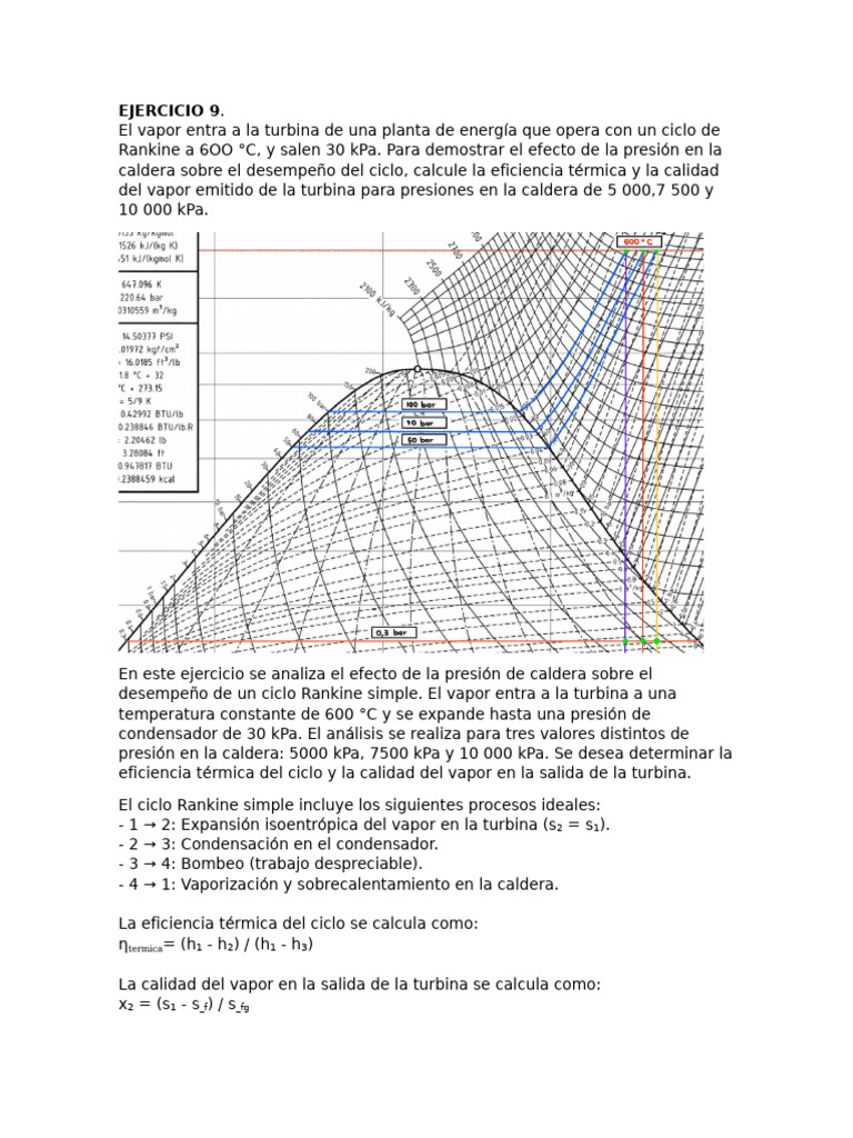 Ejercicio 9 - Ejercicios Plantas Térmicas (Parcial 2) | PDF | Vapor ...