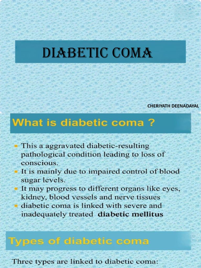Diabetic Coma-Cheriyath Deenadayal | PDF