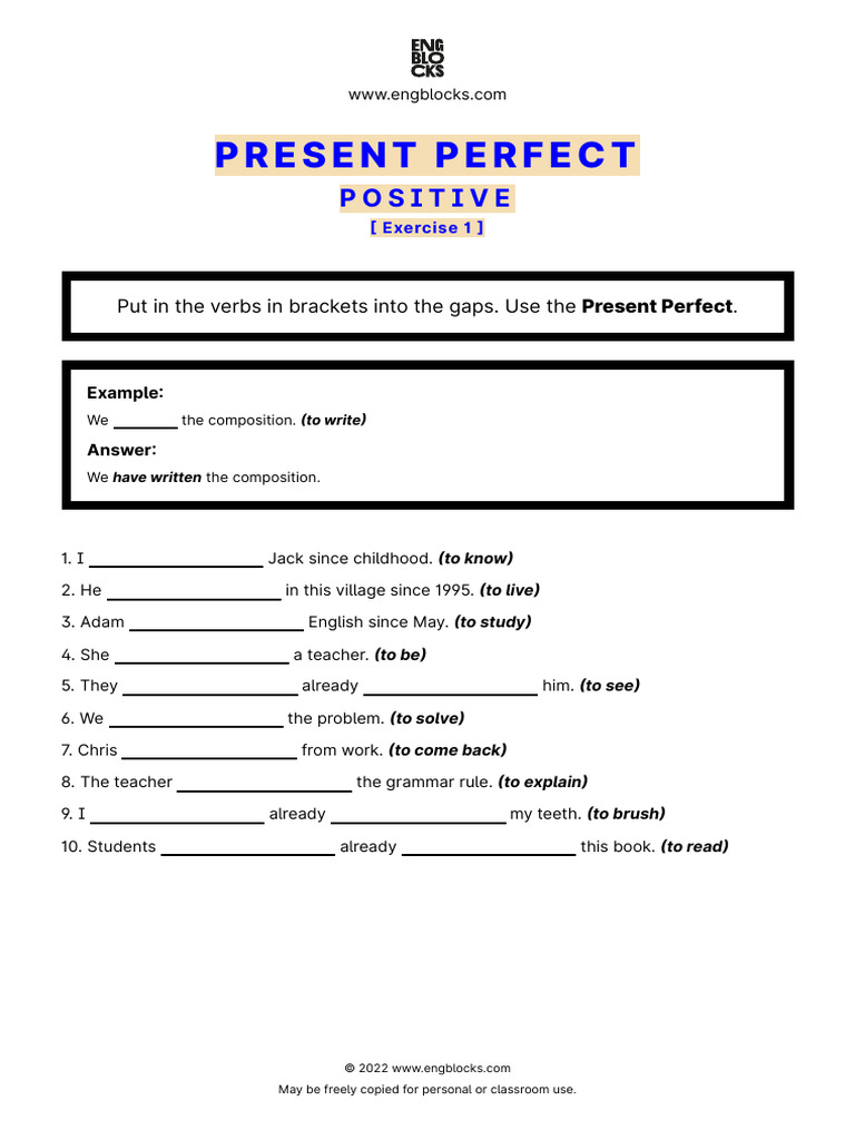 Present Perfect Exercises and Answers | PDF