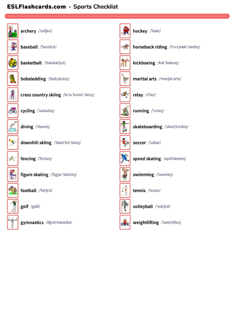 Sports Checklist | PDF
