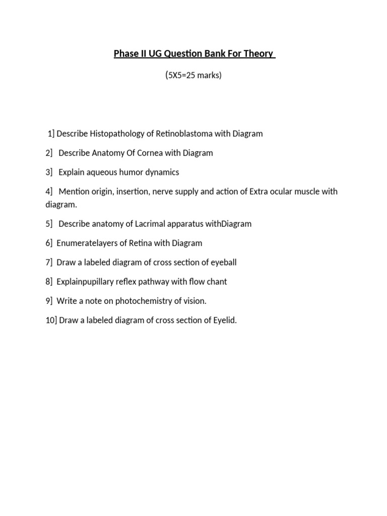 Phase II UG Question Bank For Theory & OSCE | PDF | Senses | Ophthalmology