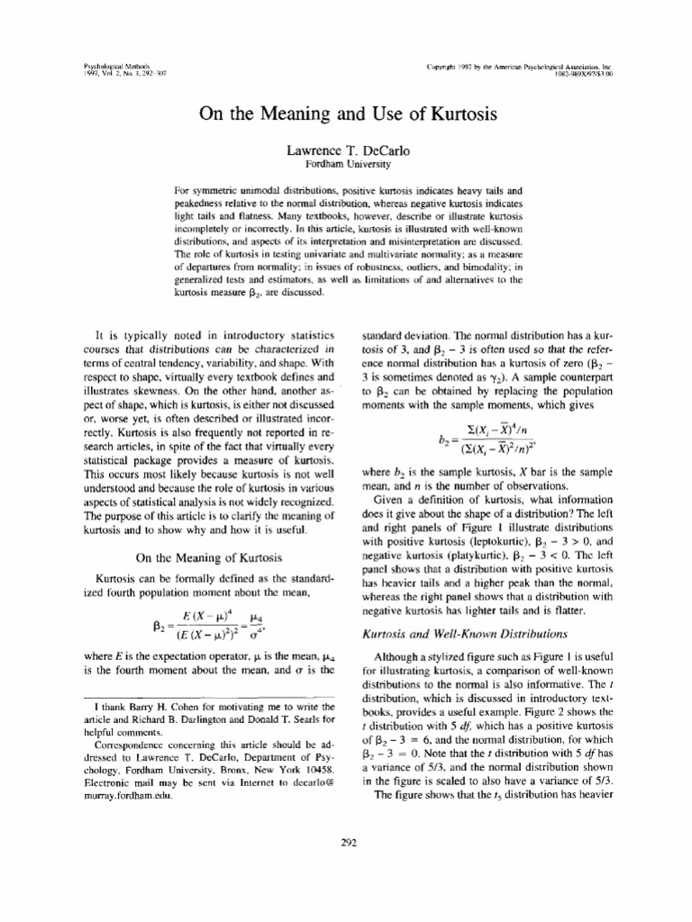 Understanding Kurtosis in Statistics | PDF | Normal Distribution ...