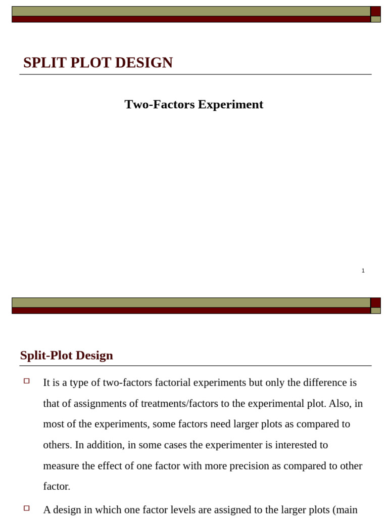 Split Plot Design in Two-Factor Experiments | PDF | Experiment ...