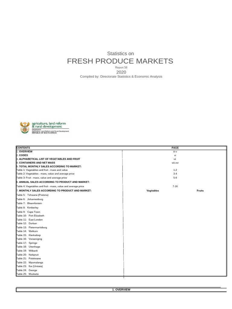 2020 Fresh Produce Market Statistics | PDF | Vegetables | Pickling