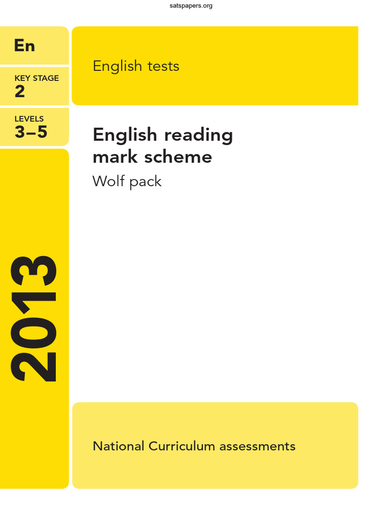 KS2 2013 English Reading Mark Scheme | PDF | Mowgli | Shere Khan