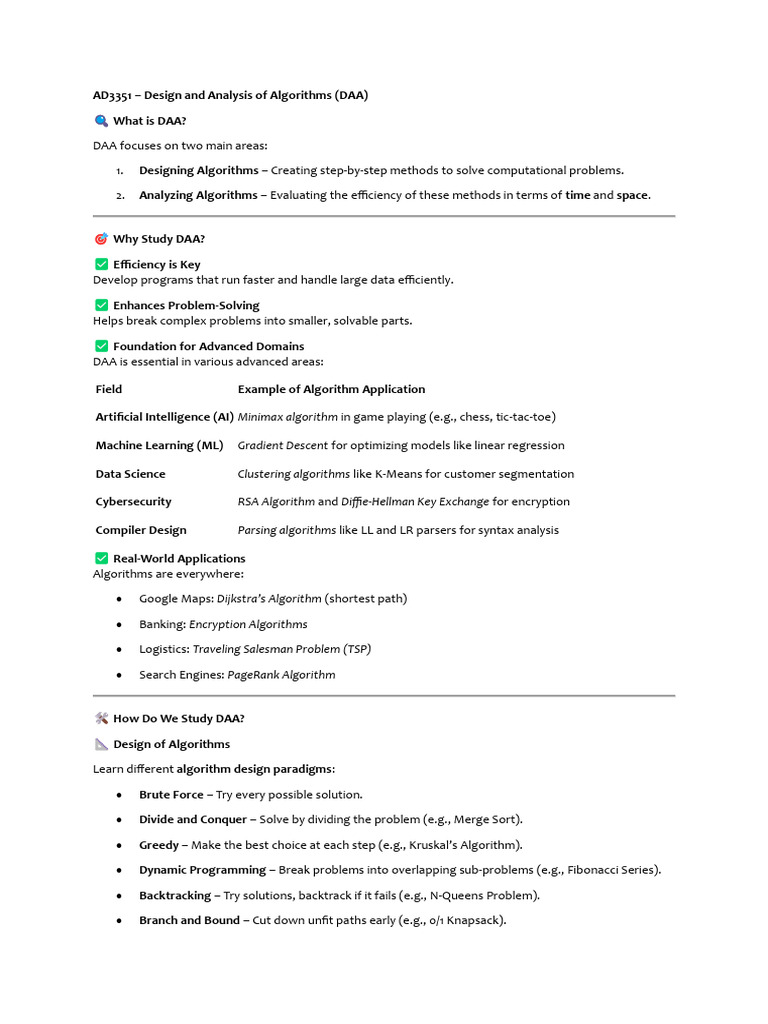 AD3351: Design & Analysis of Algorithms | PDF | Machine Learning | Parsing
