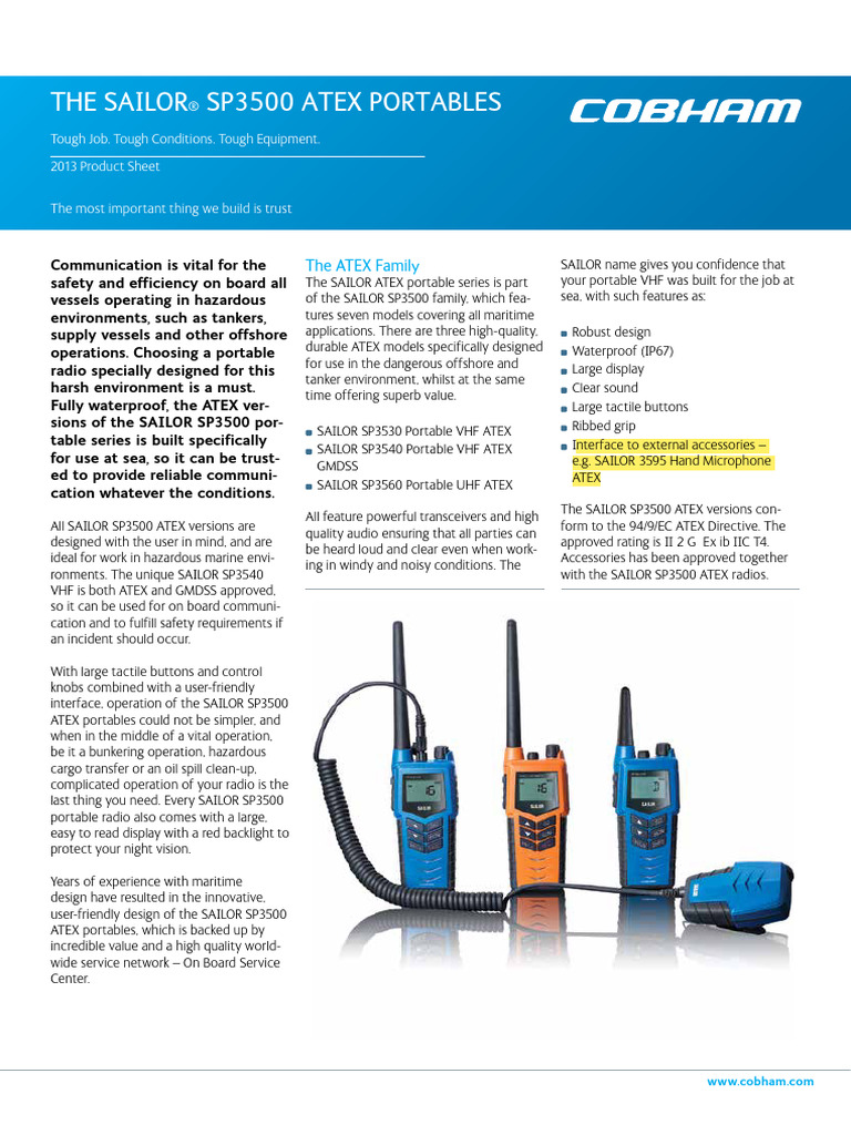 SAILORSP3500ATEXPortablesProductSheet 20250815182109.084 X | PDF | Very ...