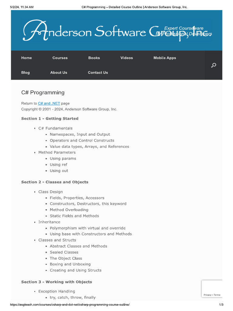 C# Course Outline | PDF