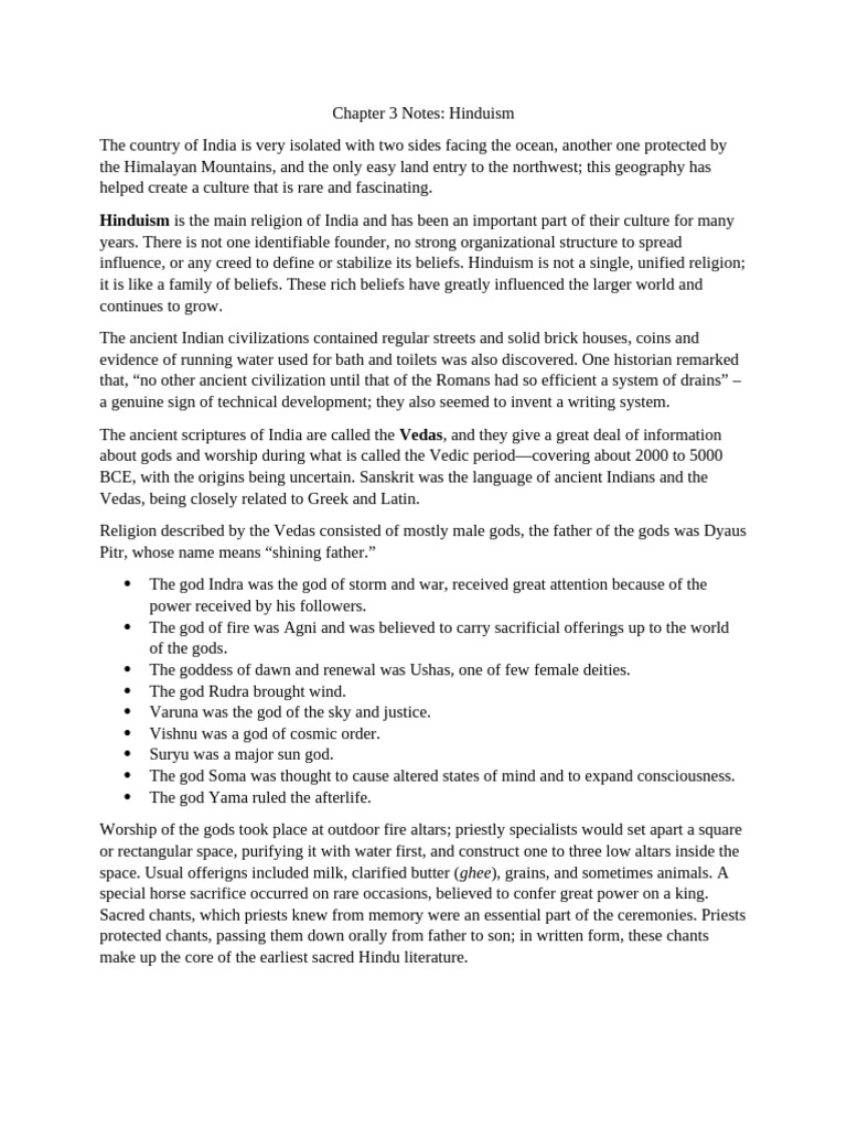 Chapter 3 Notes - Hinduism | PDF | Brahman | Yoga