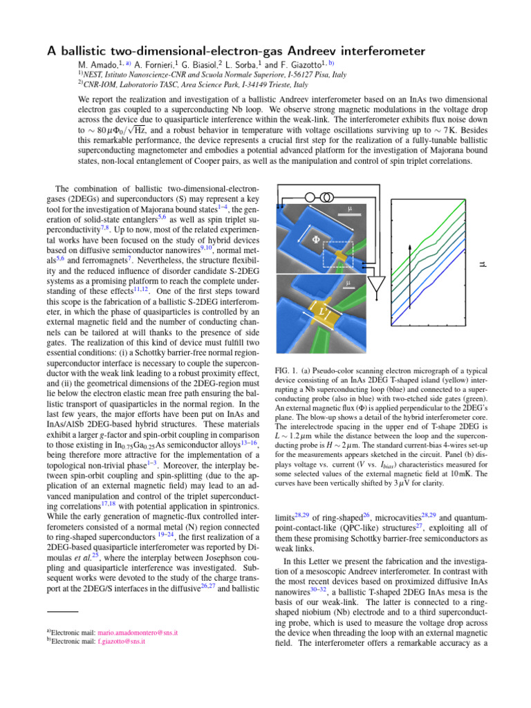 A Ballistic Two-Dimensional-Electron-Gas Andreev Interferometer | PDF ...