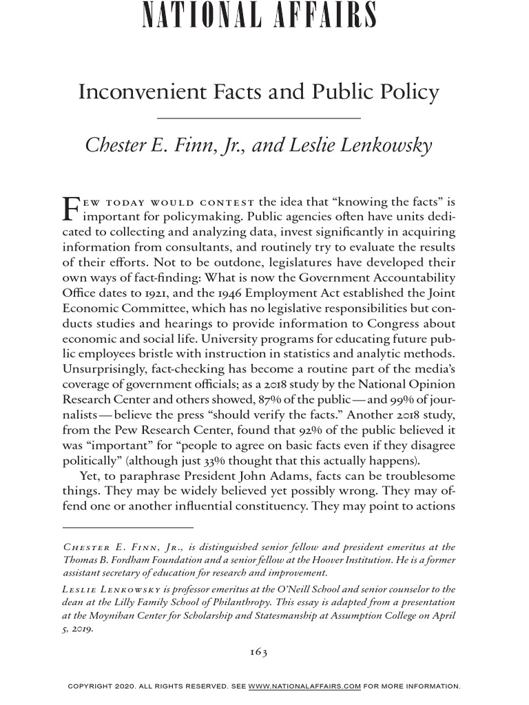 Finn y Lenkowsky - 2020 - Inconvenient Facts and Public Policy-1 | PDF ...