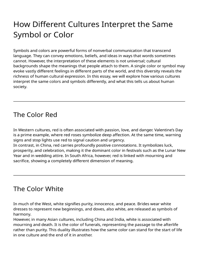 Cultural Symbolism of Colors Explained | PDF | Symbols | Spirituality
