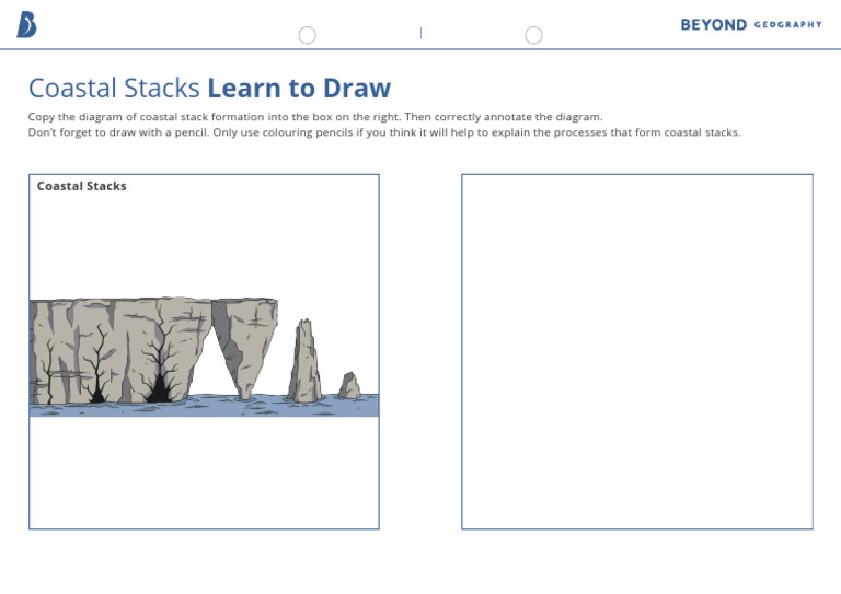 Coastal Stacks Learn To Draw Worksheet | PDF