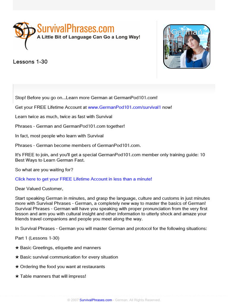 Survival Phrases | PDF | Grammatical Gender | German Language