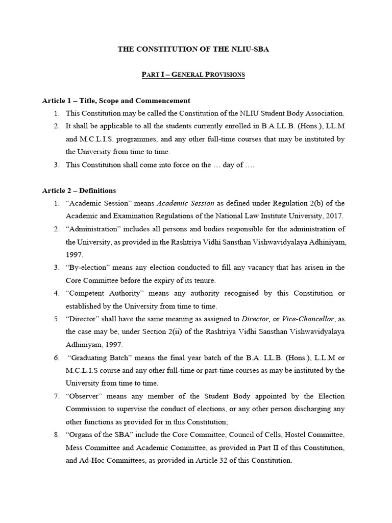 Constitution of the NLIU-SBA-1 | PDF | Elections | Voting