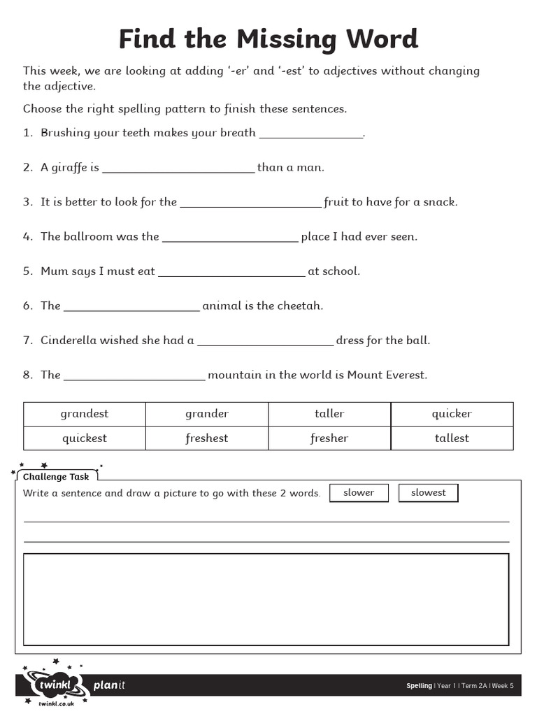 Adjective Spelling Practice: -er & -est | PDF | Chess Openings | Chess