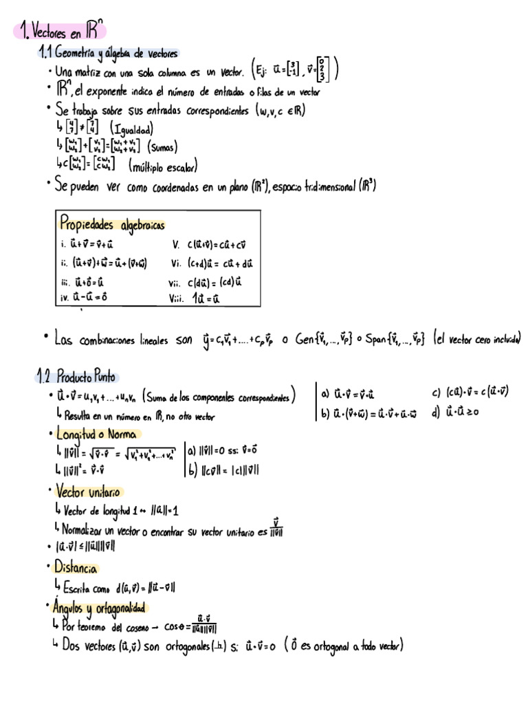 Resumen Algebra Lineal Completo | PDF | Matriz (Matemáticas) | Vector ...