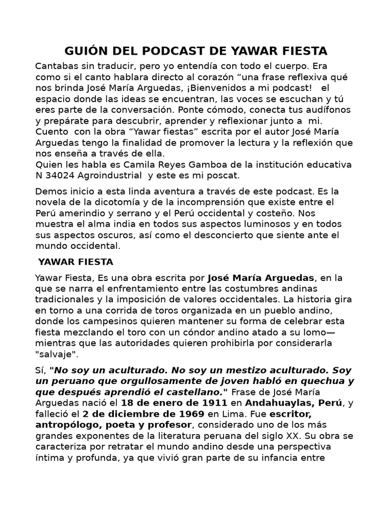 Yawar Fiestas Wor | PDF