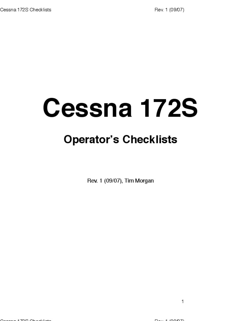 Cessna 172 SP Checklist | PDF | Throttle | Flap (Aeronautics)