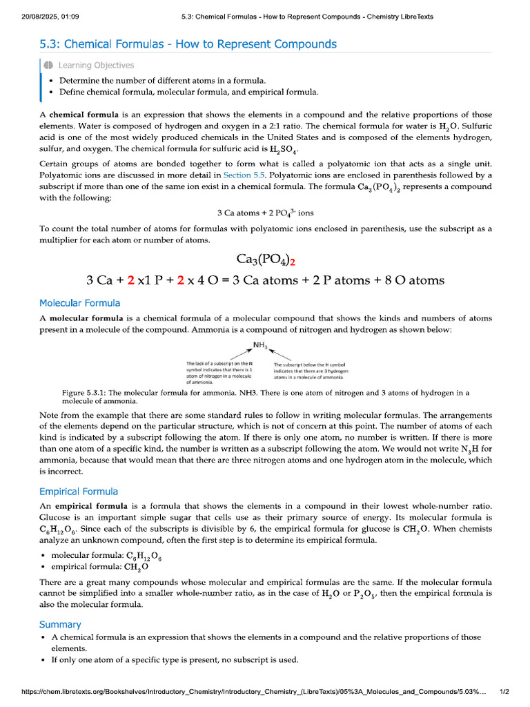 Chemical Formulas - How To Represent Compounds | PDF