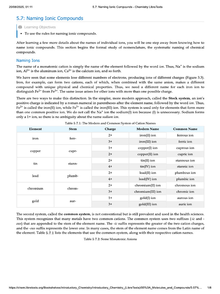 Naming Ionic Compounds | PDF