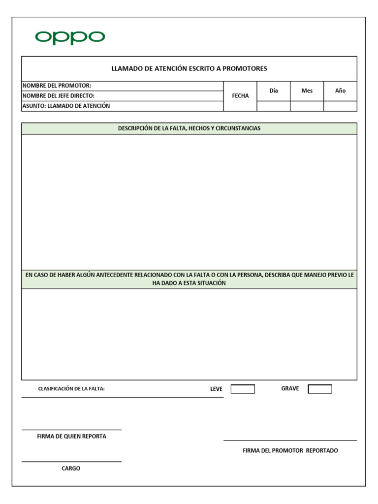 FORMATO LLAMADO DE ATENCIÓN AL PROMOTOR | PDF