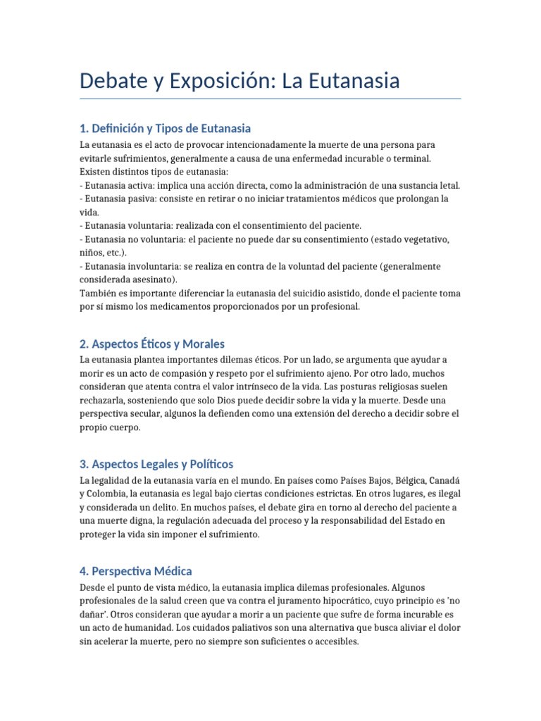 Debate Eutanasia | PDF