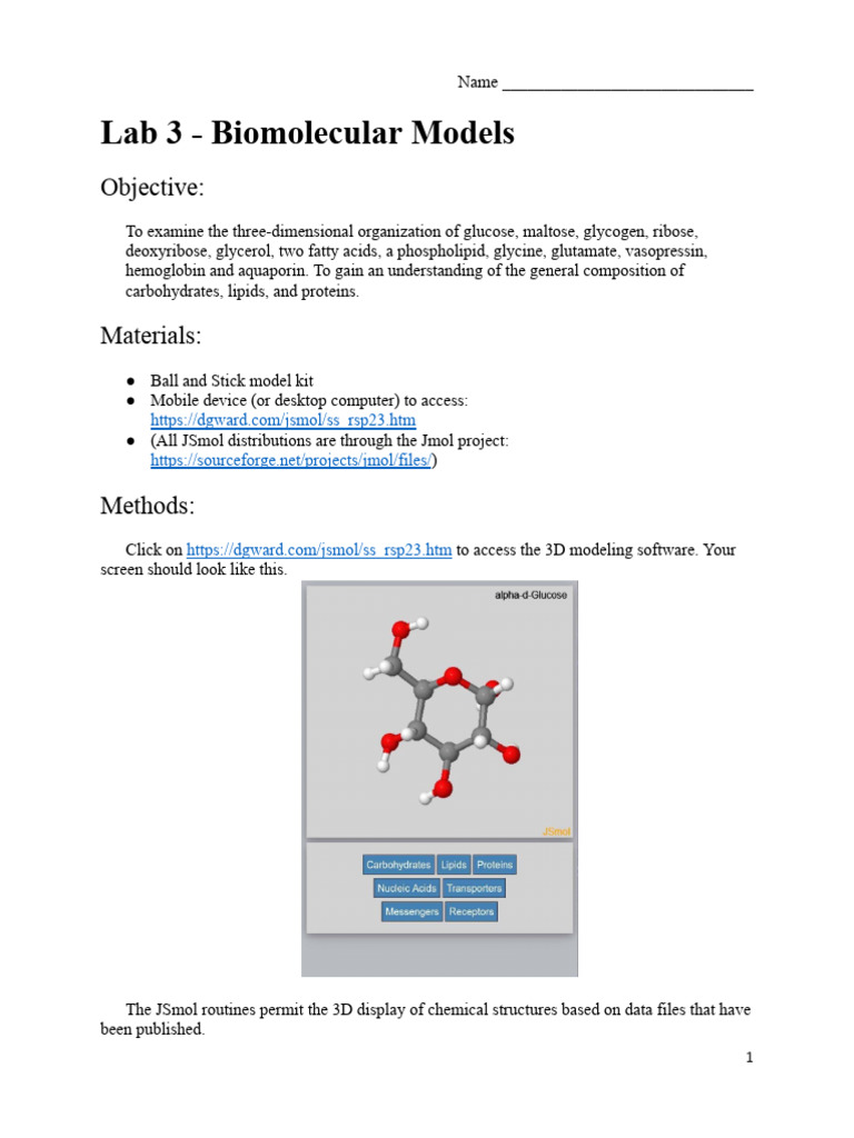 Lab 3 - Biomolecular Models 2023 | PDF | Fatty Acid | Triglyceride