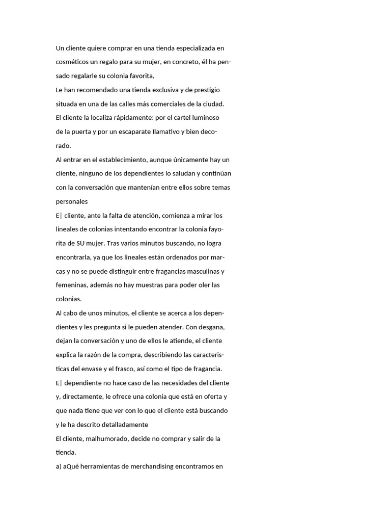 Un Cliente Quiere Comprar en Una Tienda Especializada en | PDF ...