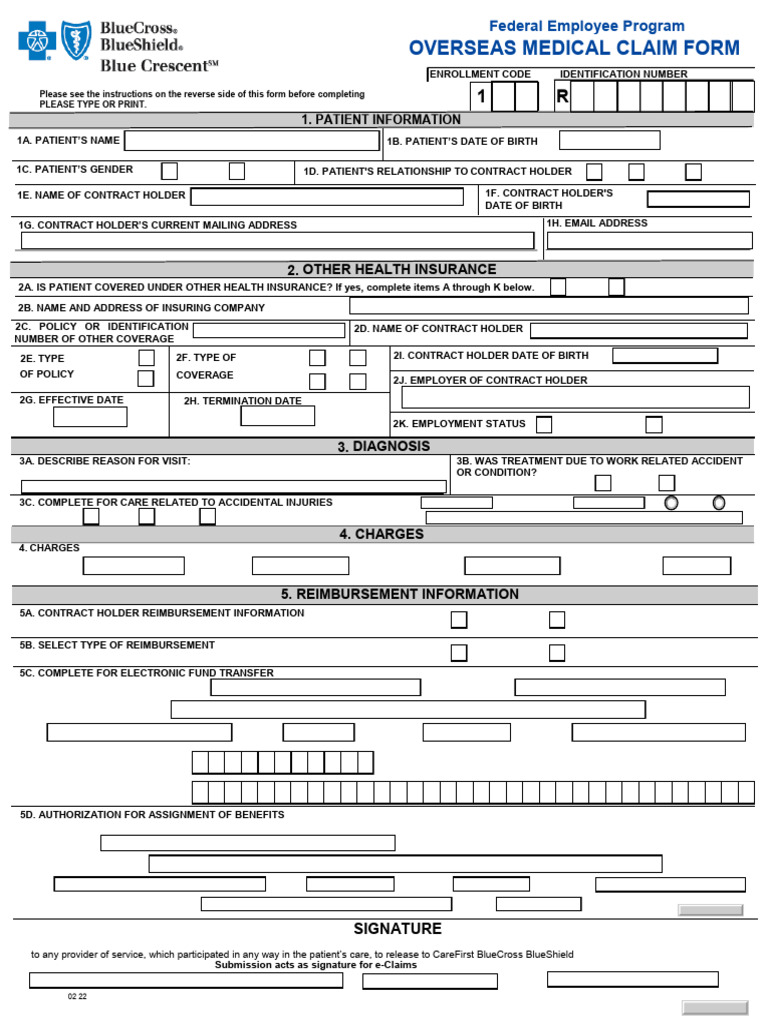 Overseas Medical Claim Form - 020722 | PDF